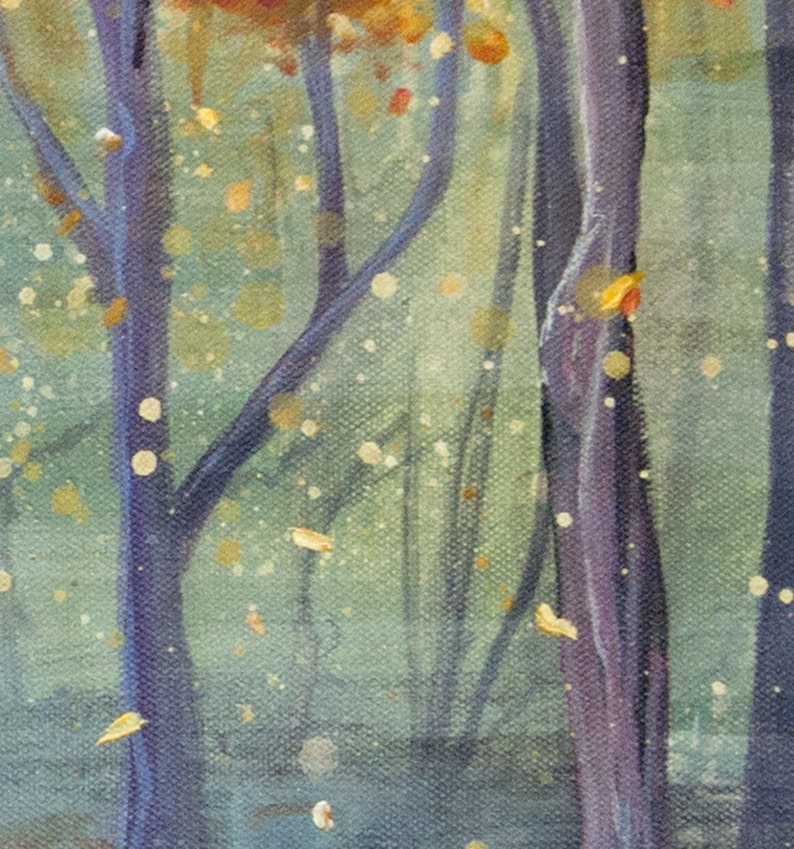 Fantasy Autumn Fall Landscape Falling Leaves Forest Woods Trees Yellow ...