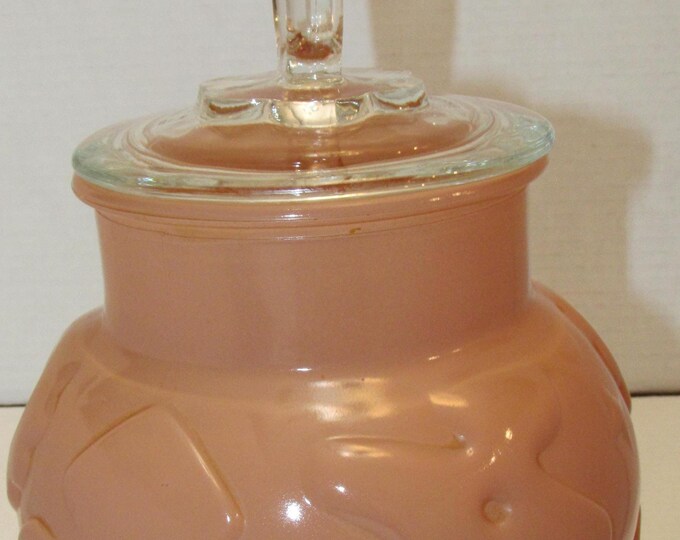 COOKIE JAR GINGERBREAD Man Hazel Atlas Glass Mid Century Embossed ...