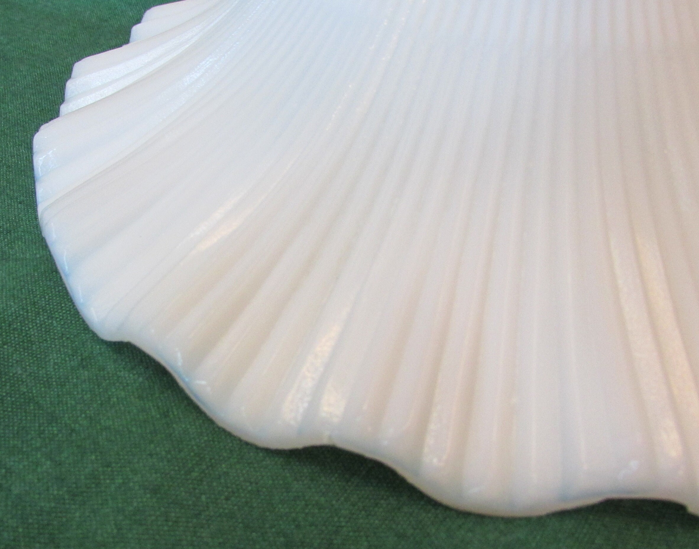 MILK GLASS SHADE Cased Petticoat Lamp Shade Sharply Pleated Rippled ...