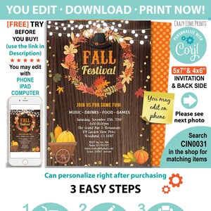 Fall Festival Invitation. EDITABLE Invite Flyer Template. - Etsy