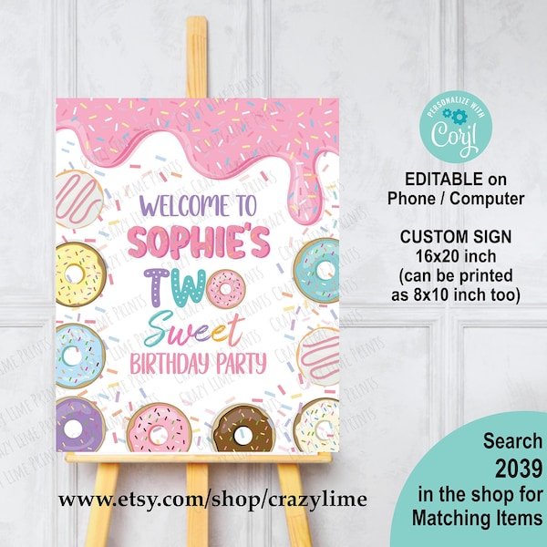 Personalized Two Sweet Birthday Banner for Girl - Etsy