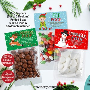 EDITABLE Reindeer Poop, Elf Poop & Snowman Poop Treat Bag Topper ...