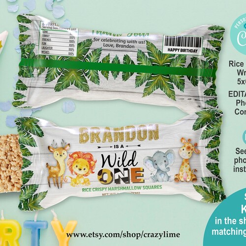 Safari Wild One Water Bottle Label. EDITABLE Template. Instant - Etsy