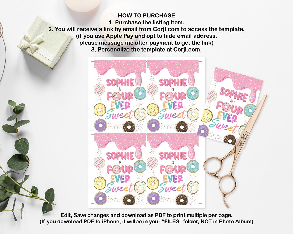 EDITABLE Donut Fourever Sweet Birthday Treats Bundle Template. - Etsy
