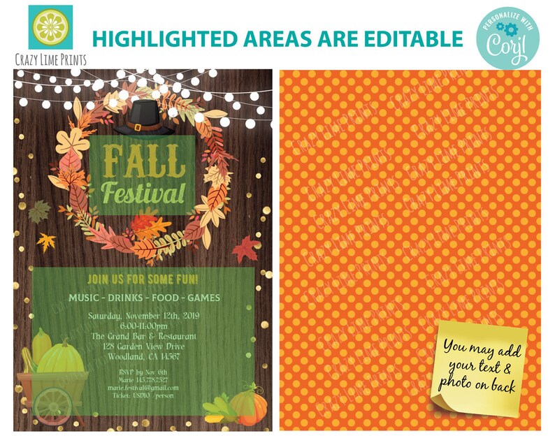 Fall Festival Invitation. EDITABLE Invite Flyer Template. - Etsy