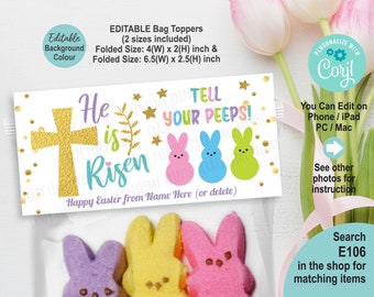 Christian Easter Treat Bag Toppers Printable, He is Risen Jesus Easter ...