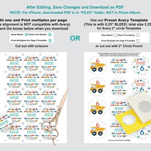 EDITABLE Transportation Cars Trucks Cupcake Toppers. Personalised ...