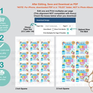 End of School Year Bubble Wand Gift Tag Editable Template. Personalised ...