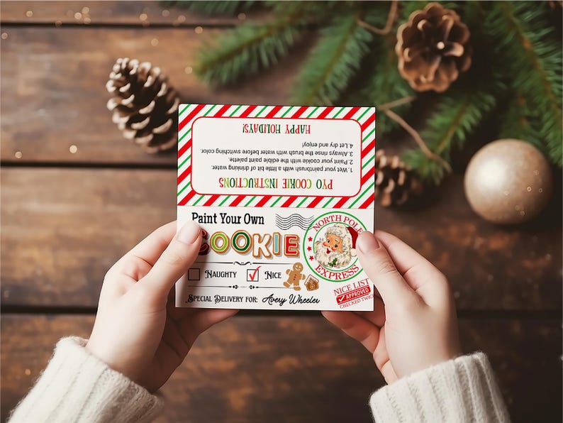 Christmas PYO Cookie Bag Toppers With Instruction Text. Printable Paint ...