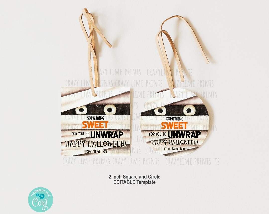 EDITABLE Halloween Treat Tag. Mummy Trick or Treat Costume Party Favors ...
