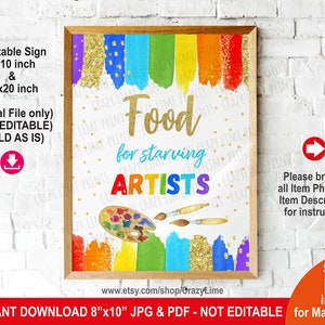 Art Party Food Table Sign. Painting Art Jamming Birthday Party ...