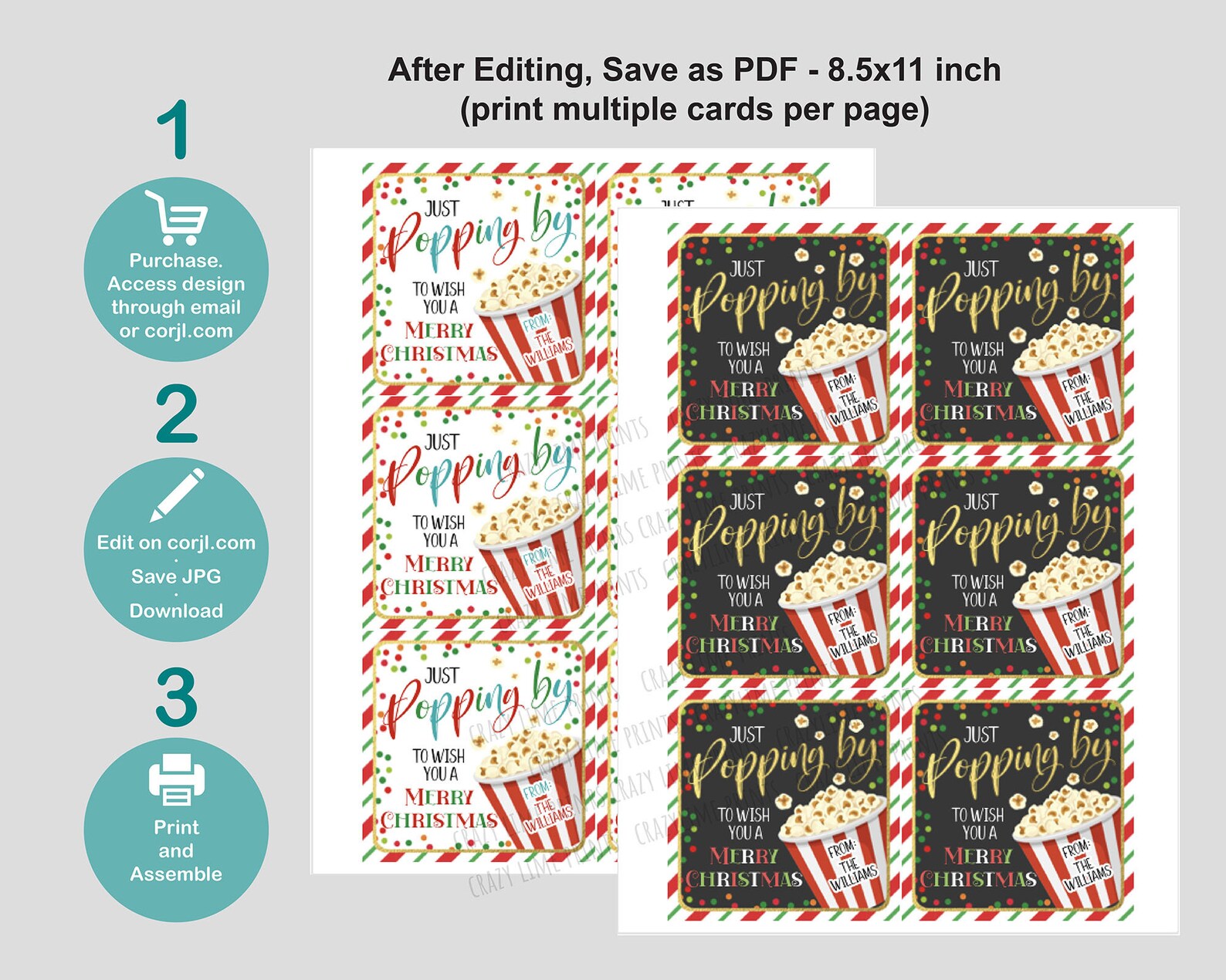 EDITABLE Christmas Gift Tag. Just Popping by to Wish You A Merry ...