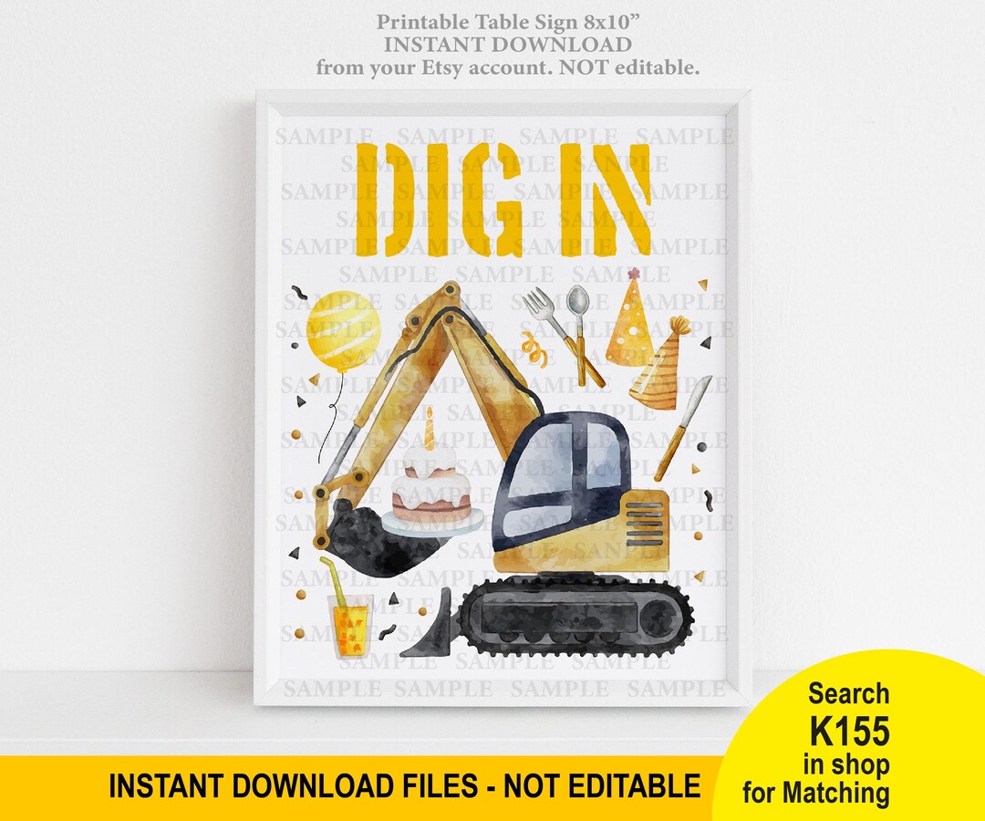 Construction Party Dig in Food Table Sign 8x10. Kid Birthday Party ...
