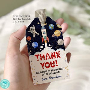 EDITABLE Astronaut Outer Space Party Favor Tag. Kid Birthday Party ...