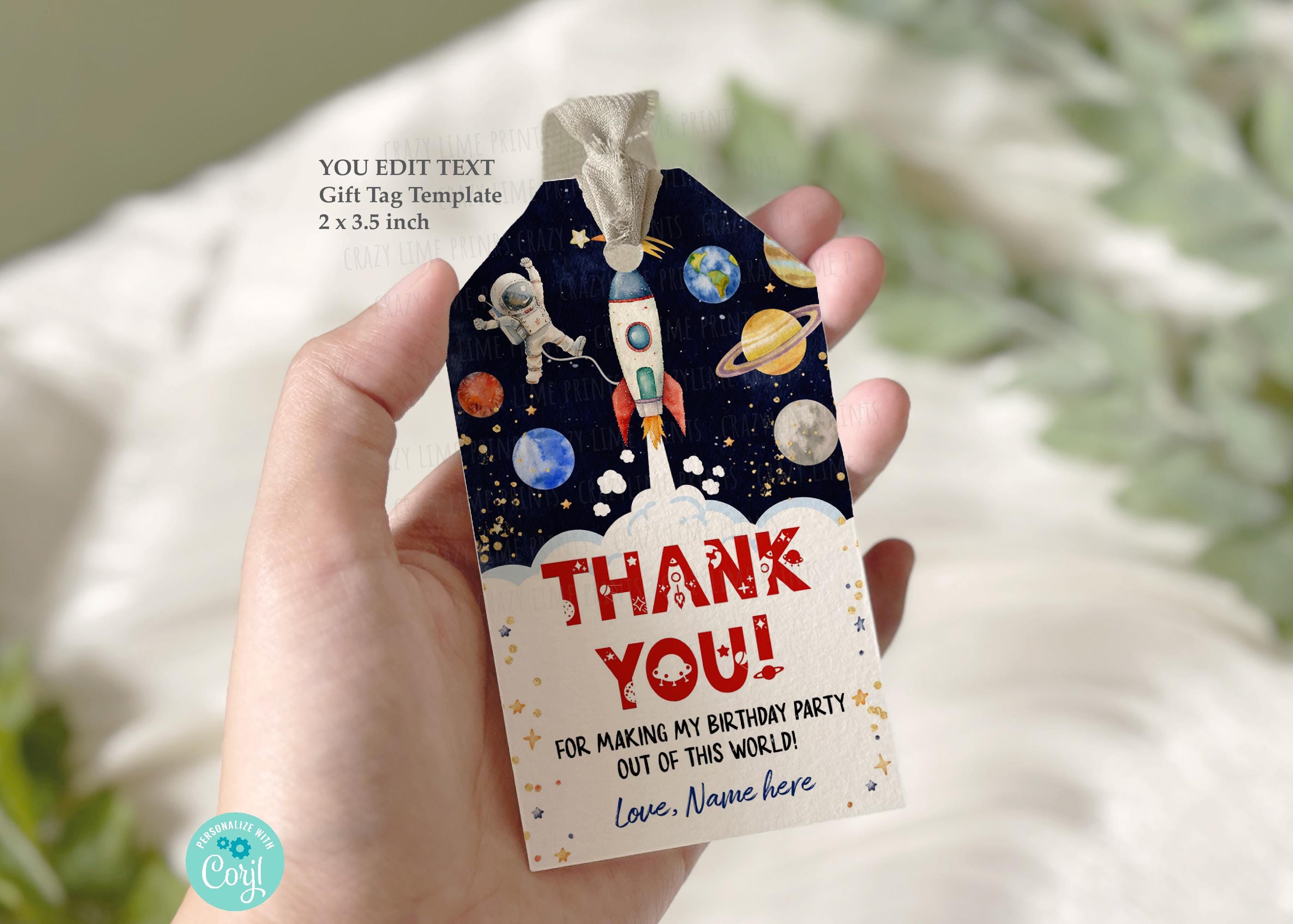 EDITABLE Astronaut Outer Space Party Favor Tag. Kid Birthday Party ...