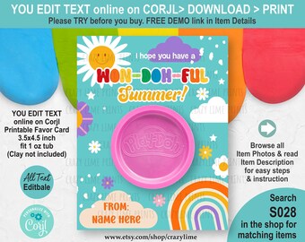 End of Year Play Doh Lid Label Template Summer Classroom Non-candy Gift ...