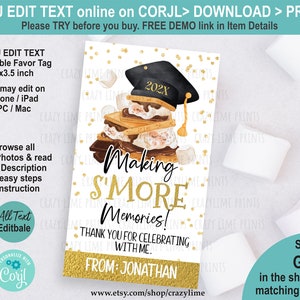 Editable S' More Graduation Favor Tag Template. Making Smores Memories ...