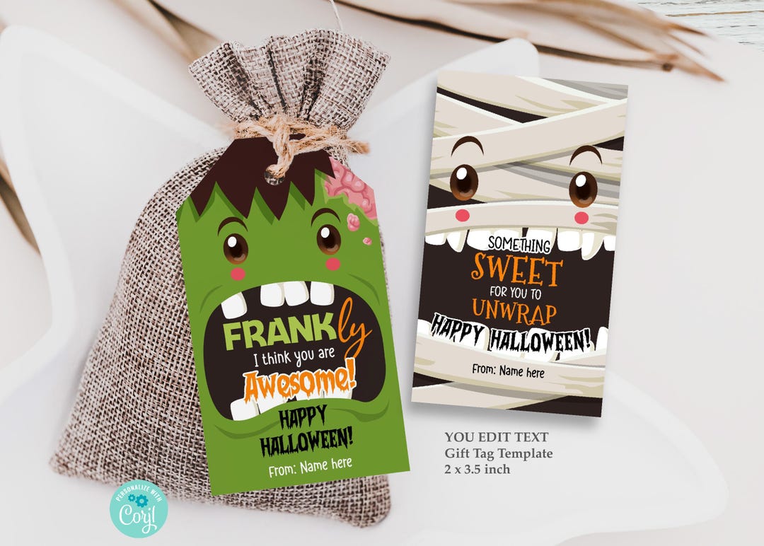 EDITABLE Halloween Mummy Gift Tag. Something Sweet for You to Unwrap ...