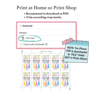 Editable Easter Gift Tag – Bunny Peeps, Canva Template (digital ...