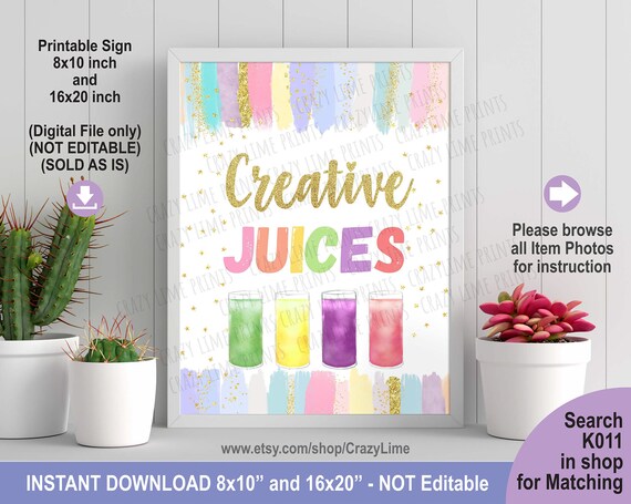 Pastel Girl Art Party Juice Table Sign. Painting Art Jamming - Etsy