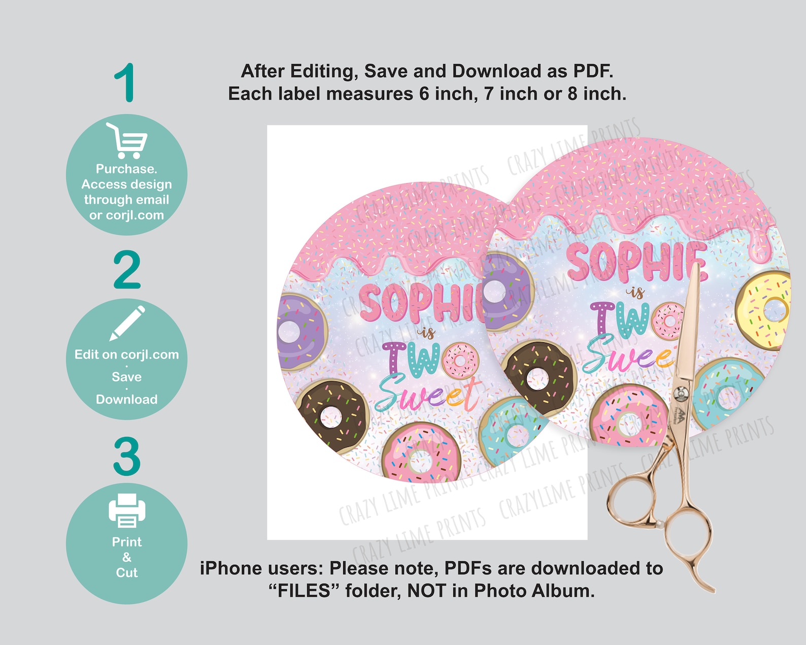 Editable Donut TWO Sweet Plate Label Template. Printable 2nd - Etsy