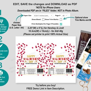 EDITABLE Happy Valentine's Day Chocolate Candy Bar Wrapper Template ...
