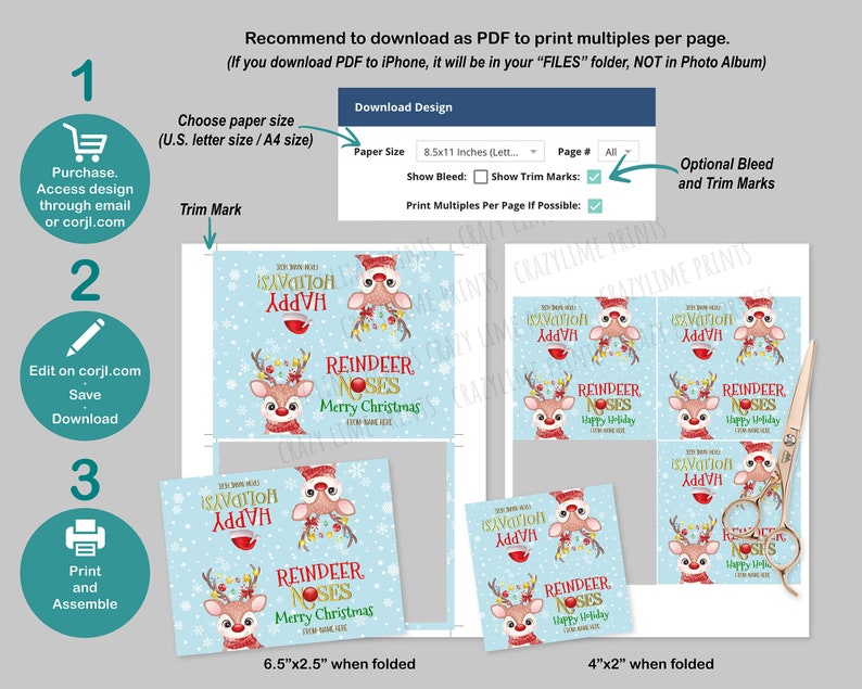 EDITABLE Reindeer Nose Treat Bag Topper. Printable Kids Christmas Party ...