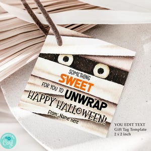 EDITABLE Halloween Treat Tag. Mummy Trick or Treat Costume Party Favors ...