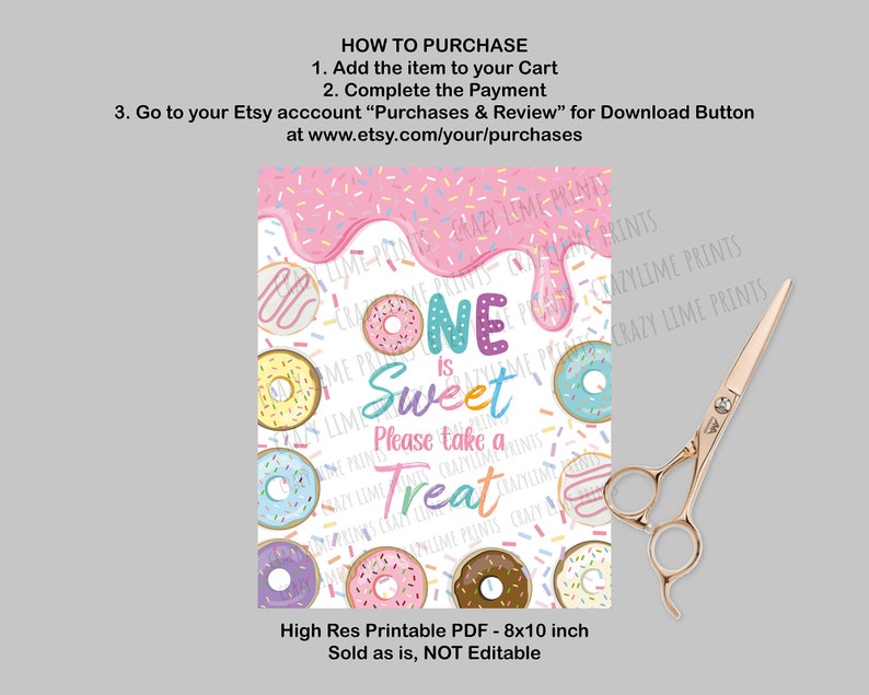 One is Sweet Please Take A Treat Table Sign. Donut 1st - Etsy
