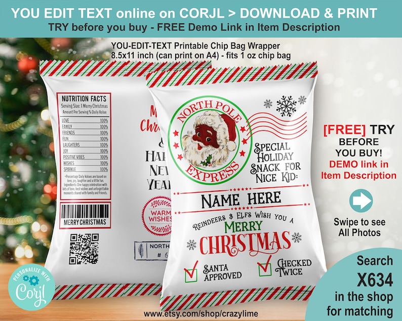 EDITABLE African Santa North Pole Mail Delivery Treat Bundle - Etsy