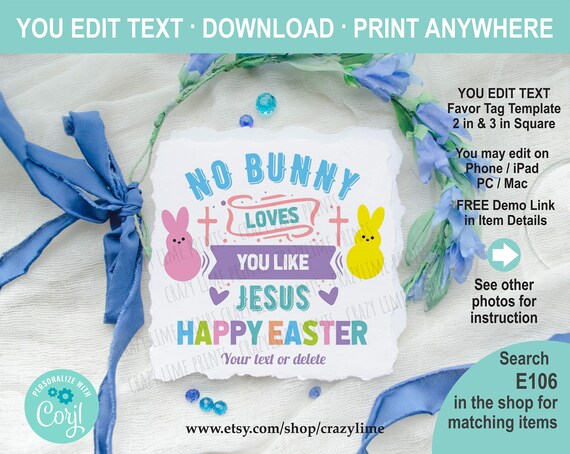 EDITABLE No Bunny Loves You Like Jesus Happy Easter Party | Etsy
