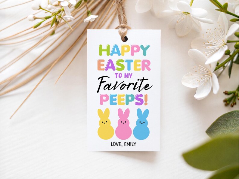 Editable Easter Gift Tag – Bunny Peeps, Canva Template (digital ...