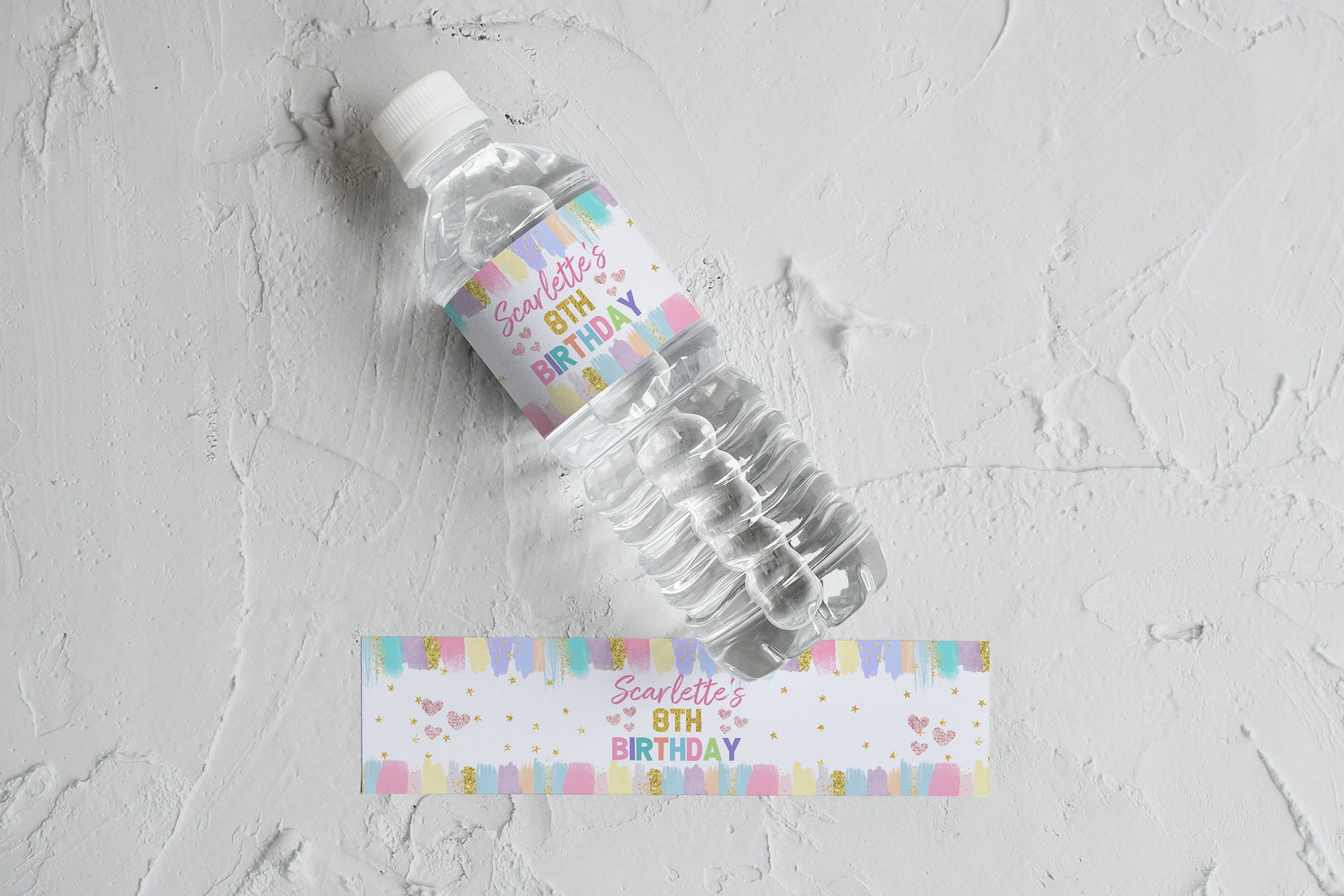 EDITABLE Pastel Art Party Birthday Water Bottle Label Template ...
