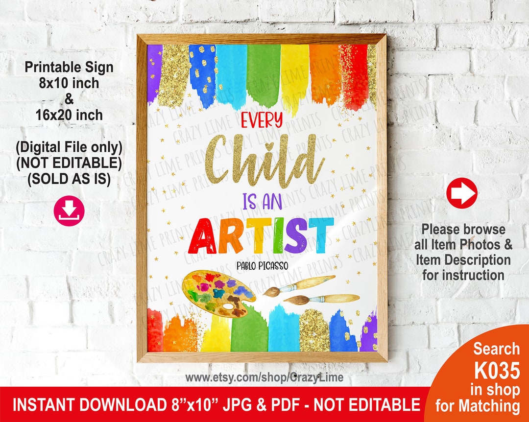 Kid Art Party Decoration Sign. Painting Art Jamming Birthday Decoration ...