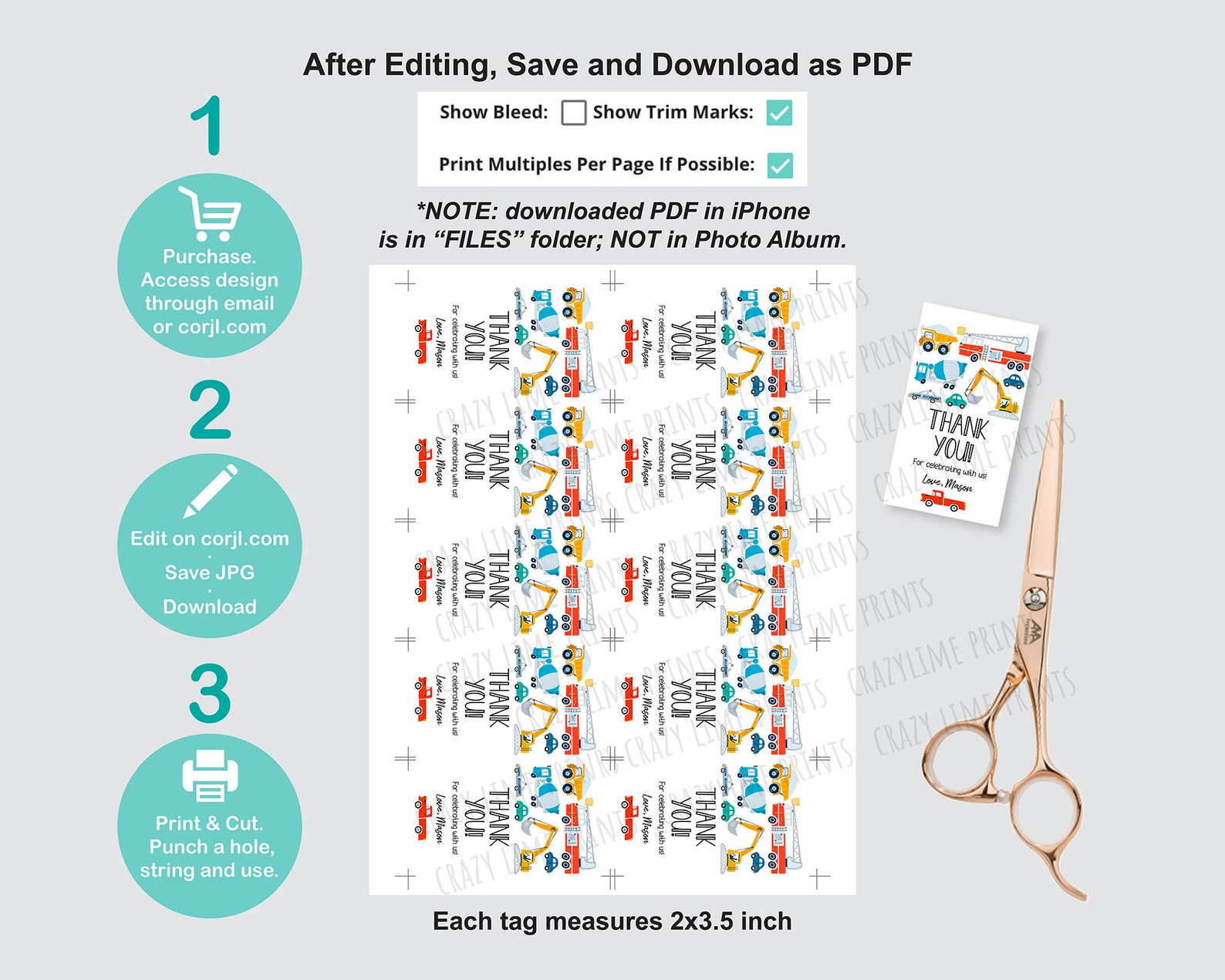 Editable Transportation Favor Tag. Cars and Trucks Birthday | Etsy