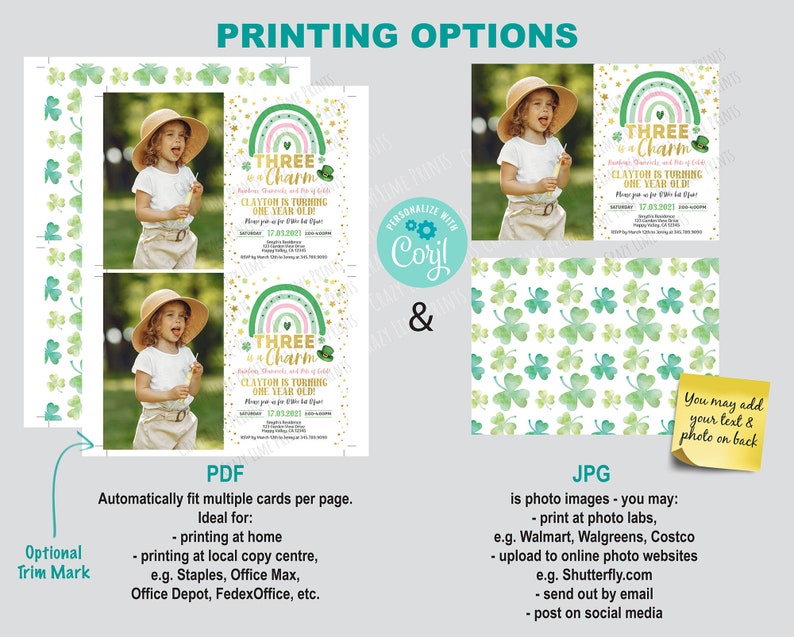 EDITABLE Three is A Charm 3rd Birthday Photo Invitation - Etsy