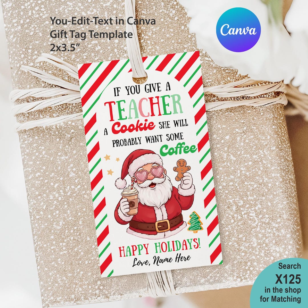 EDITABLE Christmas Teacher Gift Tag | X125 - Etsy