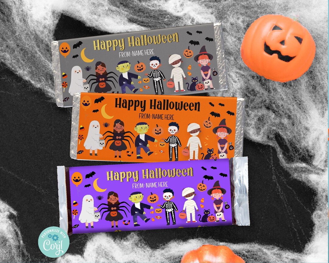 Halloween Chocolate Candy Bar Wrapper. Kid Monster Costume Party Treat ...