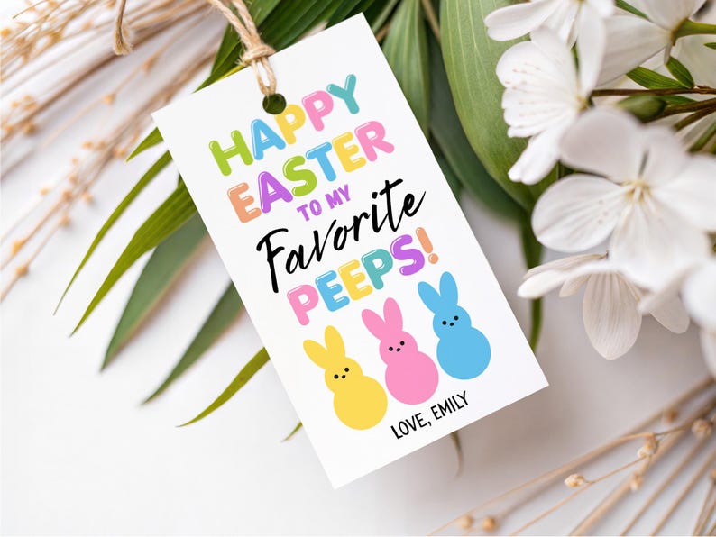 Editable Easter Gift Tag – Bunny Peeps, Canva Template (digital ...
