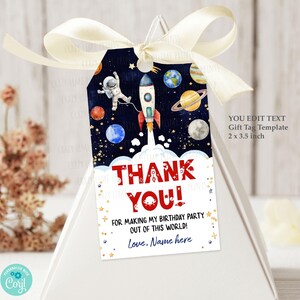 EDITABLE Astronaut Outer Space Party Favor Tag. Kid Birthday Party ...
