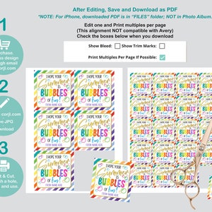 End of School Year Bubble Wand Gift Tag Editable Template. I Hope Your ...