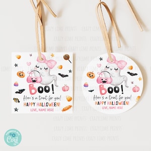 EDITABLE Halloween Boo Gift Tag. Kid Birthday Party Favor Marshmallow ...