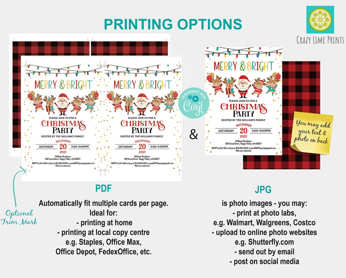 Kids Christmas Party Invitation Editable Template. Digital Invite ...