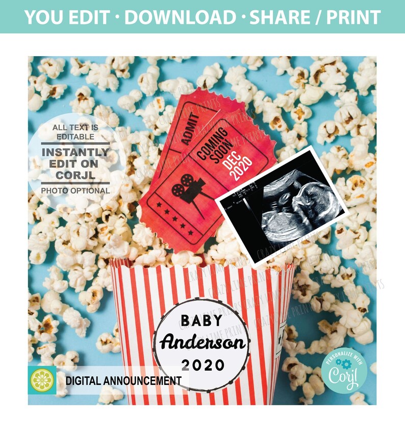 Movie Pregnancy Announcement Social Media. EDITABLE Template. | Etsy
