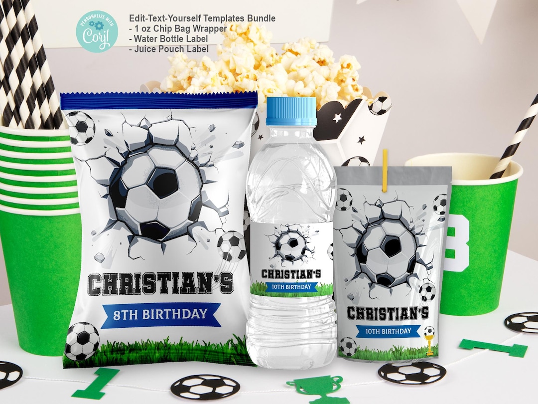 EDITABLE Football Birthday Party Favors Bundle Set 3 Templates. Boy Kid ...