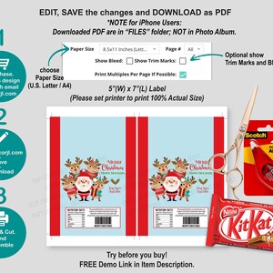 EDITABLE Christmas Chocolate Wrapper Template. Personalised Kid Holiday ...