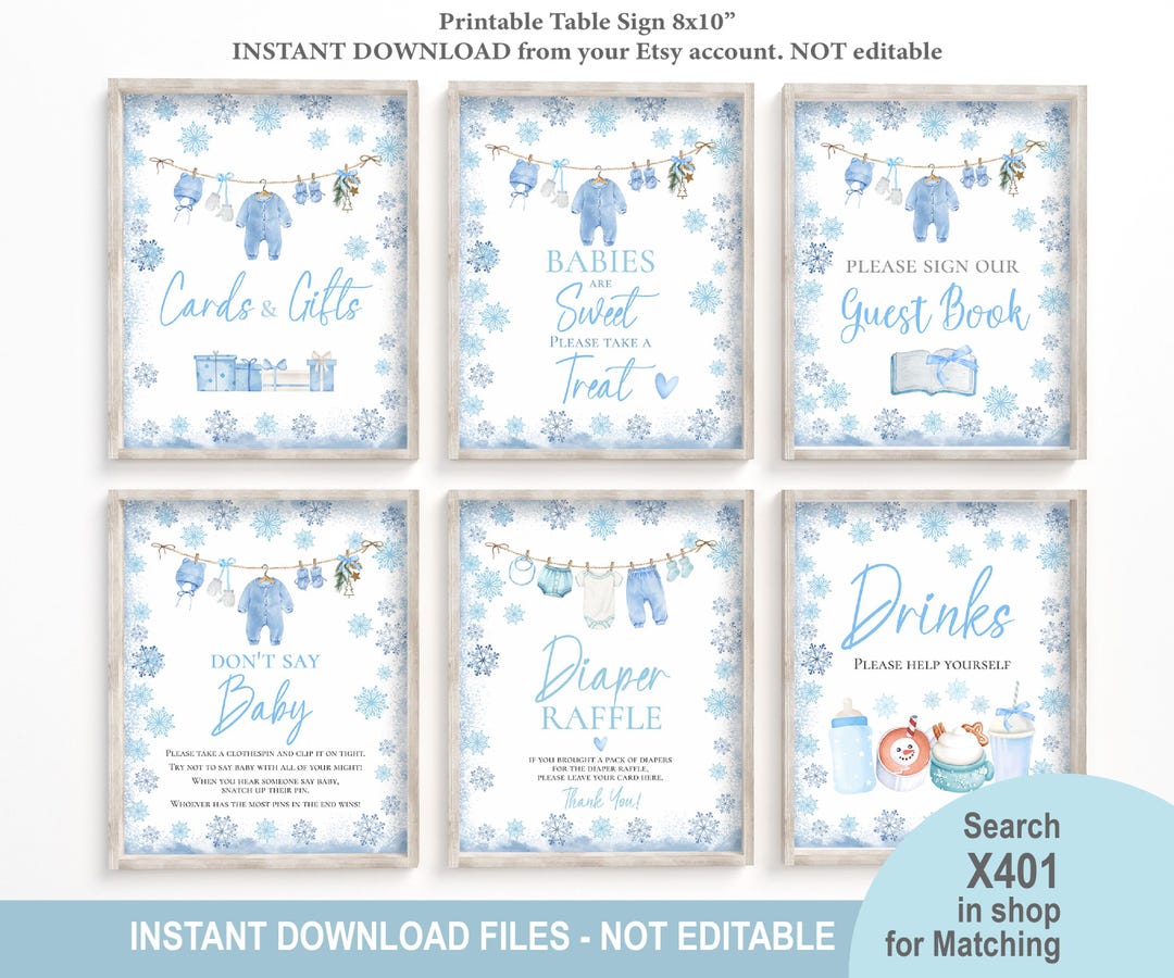 Baby It's Cold Outside Baby Shower Game Table Sign Bundle Set 6. 8x10 ...