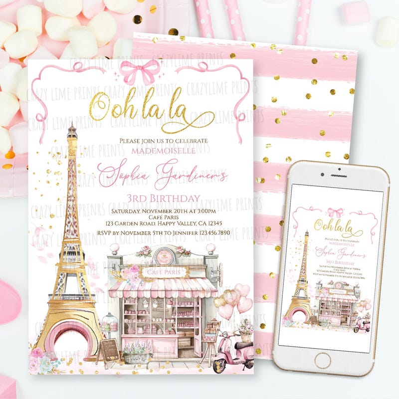 Paris Cafe Party Invite - Etsy