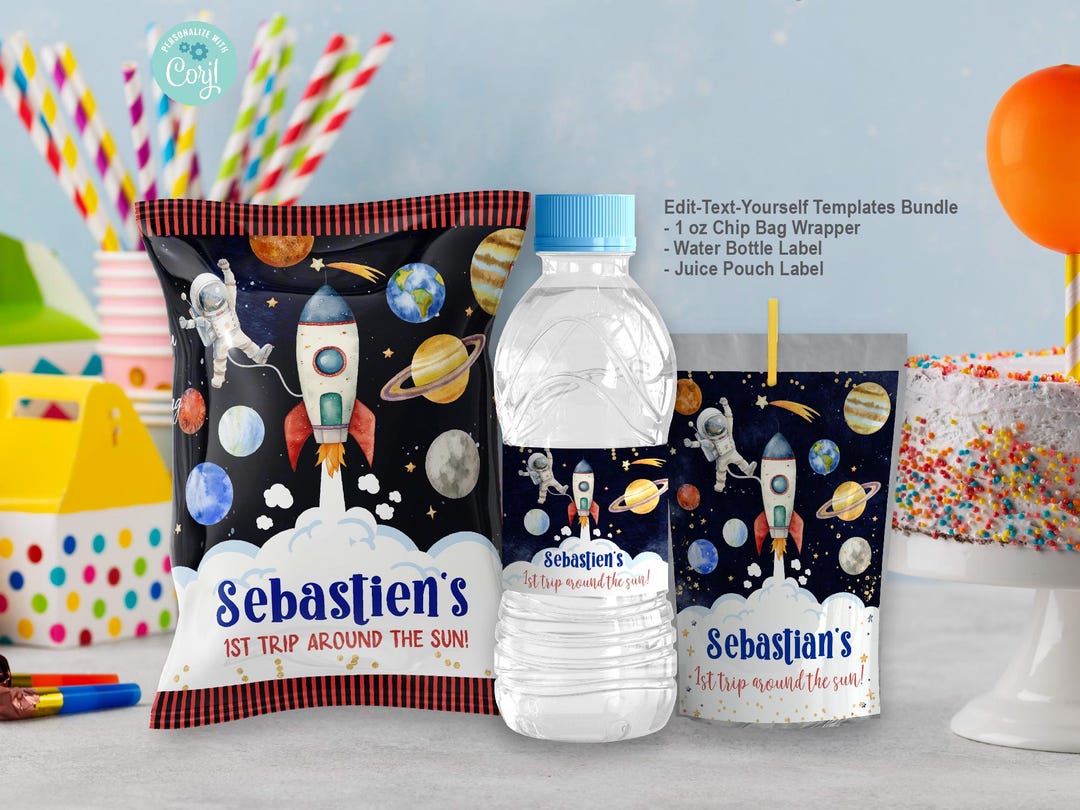 EDITABLE Outer Space Birthday Party Favors Bundle Set 3 Templates ...