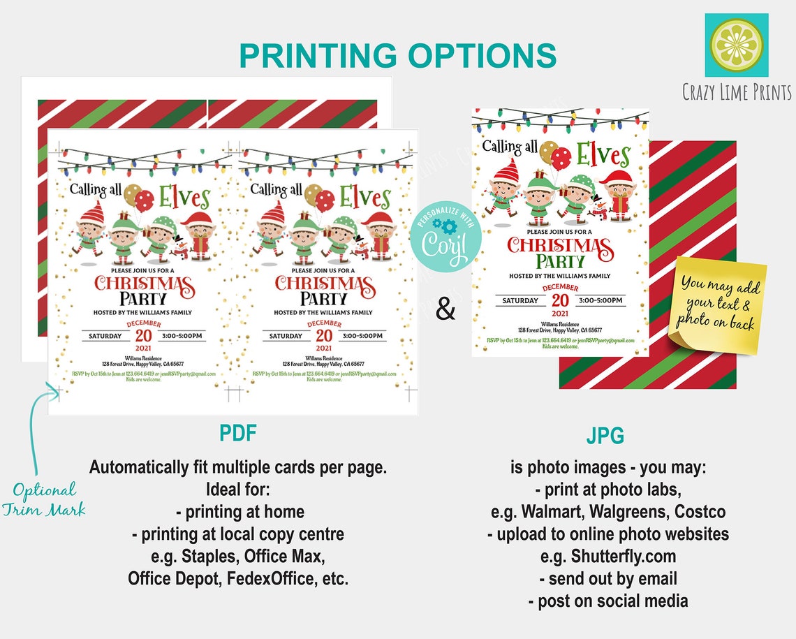 EDITABLE Elf Christmas Party Invitation EDITABLE Template. | Etsy